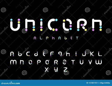 Unicorn Alphabet Rainbow Font Funny And Cute Letters Vector