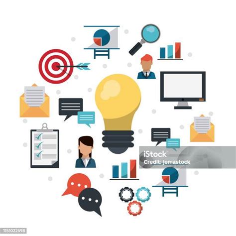 비즈니스 아이디어에 대 한 색상 아이콘 컬렉션 흰색 배경 경영자에 대한 스톡 벡터 아트 및 기타 이미지 경영자 금융 기업 문화 Istock