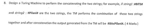 Solved 8 Design A Turing Machine To Perform The