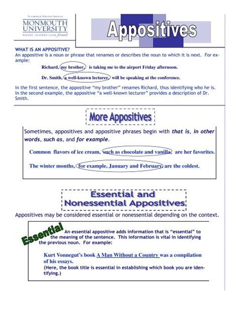 Appositive Phrases Exercises