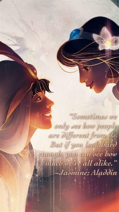 Jasmine And Aladdin Iphone Wallpaper With Quote Aladdin Wallpaper