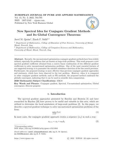 pdf new spectral idea for conjugate gradient methods and its global