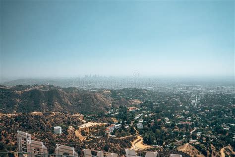 Downtown Of La From The Iconic Hollywood Sign Editorial Photography
