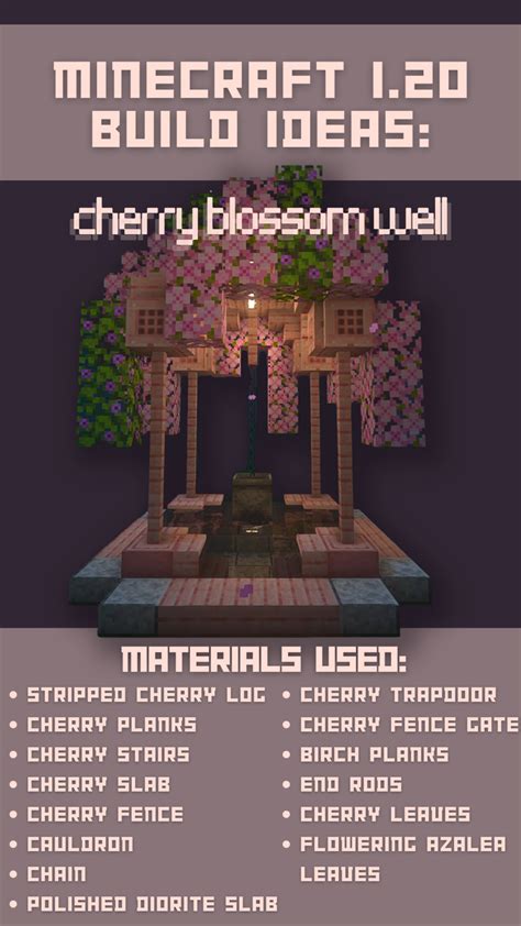 Minecraft Cherry Wood Well Schematic Bubbzies Ko Fi Shop