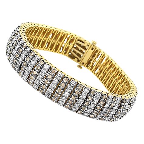 10k Yellow Gold 4 Row Diamond Tennis Bracelet At 1stdibs Yellow Gold