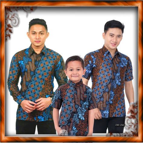Blue Seno Father Son Couple Batik Shirt Father Son Couple Batik