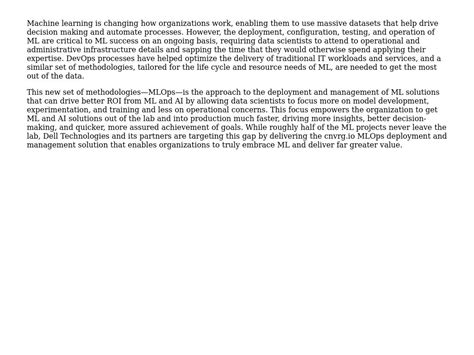 Optimizing Machine Learning Through Mlops White Paper—optimize Machine Learning Through Mlops