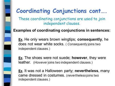 Coordinating Conjunctions List
