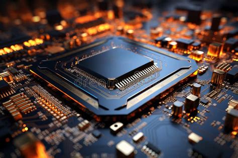 Futuristic Future Motherboard Design With Cpu Socket Microchips Microprocessors Integrated