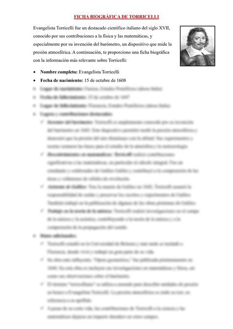 SOLUTION Ficha Biogr Fica De Torricelli Studypool