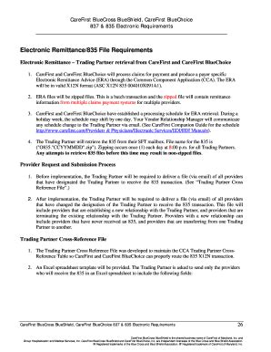 Fillable Online Electronic Remittance 835 File Requirements
