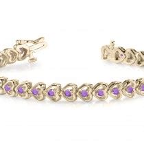 Amethyst Tennis Heart Link Bracelet 14k Yellow Gold 2 00ct NG1795