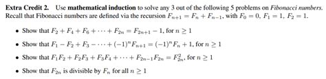 Solved Extra Credit 2 Use Mathematical Induction To Solve