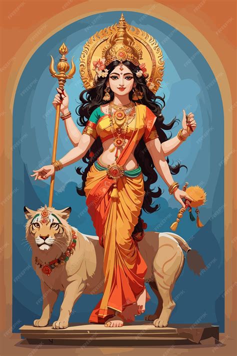 Premium Vector Goddess Maa Durga Vector Illustration