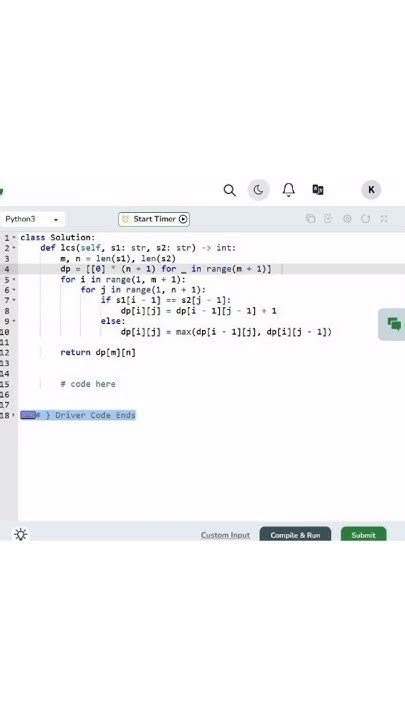 longest common subsequence gfg coding python programming geeksforgeeks gfgpotd