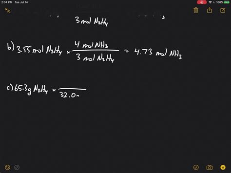⏩solved calculate how many moles of nh3 form when each quantity of