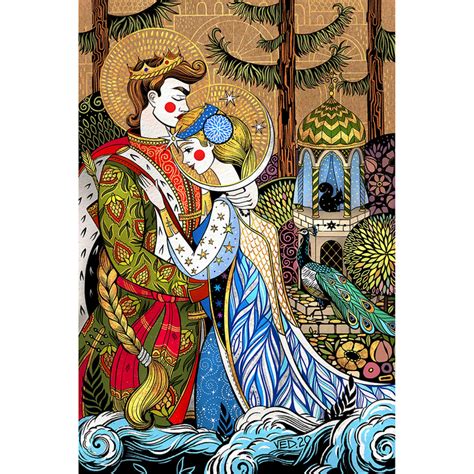 Иллюстрация Объятие Сказка о царе Салтане в стиле графика