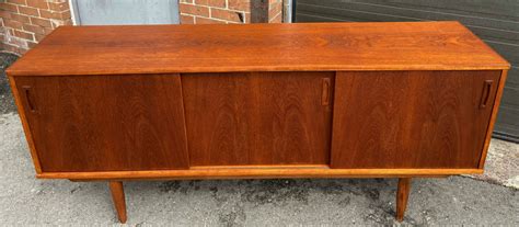 Refinished Danish Mid Century Modern Teak Sideboard Narrow 71