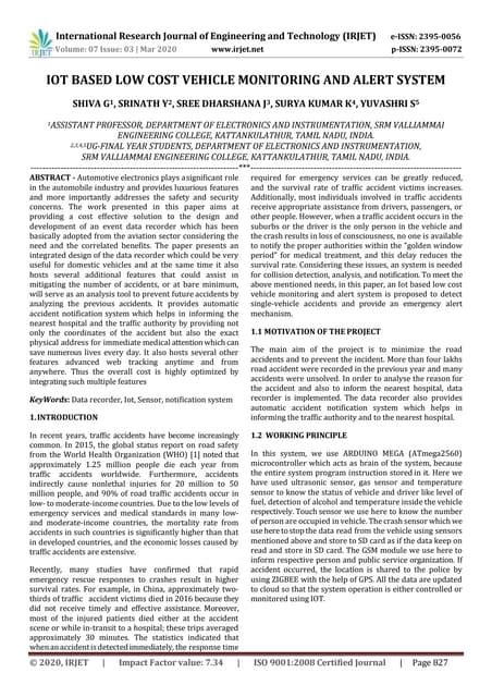 Irjet Smart Ambulance Movement And Monitoring System Using Gsm And