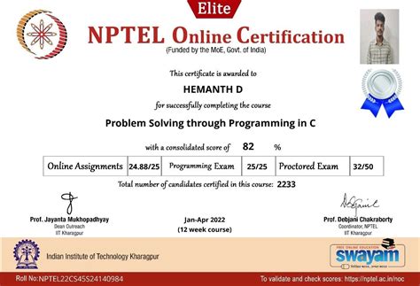 Cprogramming Certification Nptel Hemanth Dhanamadhavan