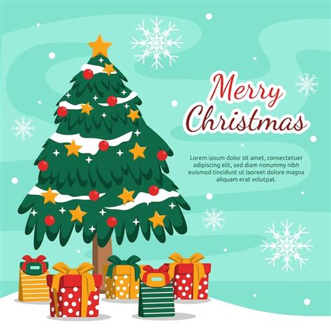 Premium Vector Pine Tree Snowflake Merry Christmas T Greeting Card