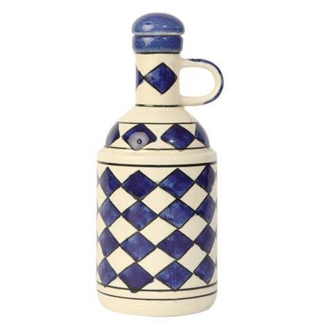 Oil Bottle Khurja Pottery Blue Bricks