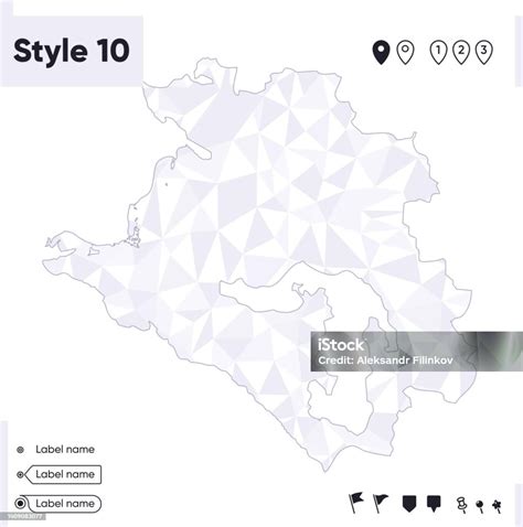 Territoire De Krasnodar Russie Carte Blanche Et Grise Low Poly Carte