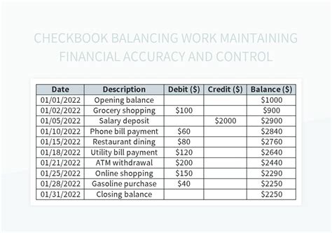 Checkbook Balancing Work Maintaining Financial Accuracy And Control