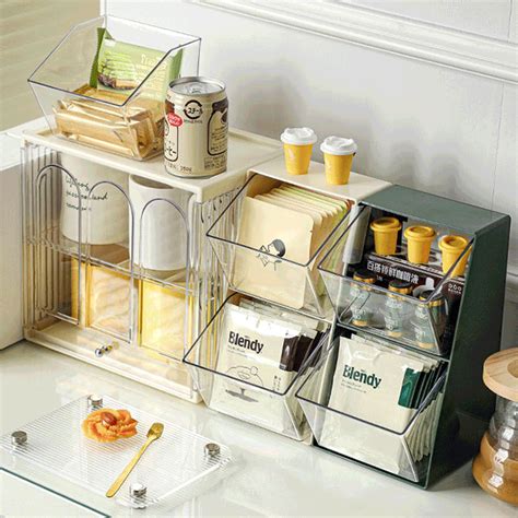 루시아이 모던 홈카페 스낵 컵 정리함 탕비실 사무실 감성 인테리어 주방 자취 집들이 선물 카페 정리 수납 선반 간식 분위기 느낌 진열대 깔끔 수납함 커피 캡슐 티백 소품