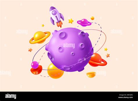 3d Planet Space Exploration Universe Discovery Moon Orbit Shape With