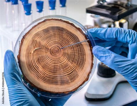 Stock Illustration „dendrochronology Laboratory With Sample Tree Ring Core Analyzed Lab Tree