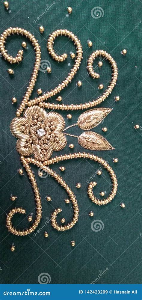 Hand Embroidery Design Work Zari And Etc Stock Image Image Of Zari Work