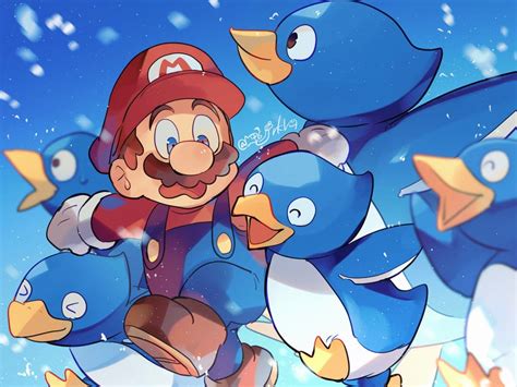 Mario And Penguin Mario And 1 More Drawn By Hanaon Danbooru