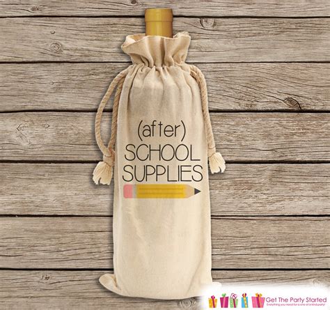 After School Supplies For Teacher Wine T Bag Canvas Etsy