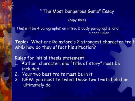 The Most Dangerous Game Rainsford Character Traits
