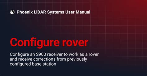 Configure Rover Phoenix Lidar Systems User Manual