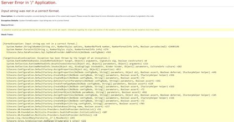 Sitecore Exception Input String Was Not In A Correct Format