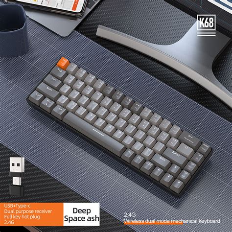 K68 Gaming Keyboard Dual Mode Gaming Keyboard Wireless Ergonomic For