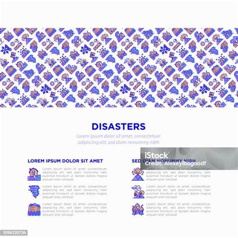 Disasters Concept With Thin Line Icons Earthquake Tsunami Tornado