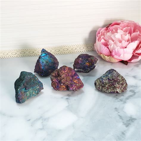 Peacock Ore Chalcopyrite Crystal Natural Raw Rough Gemstone Small