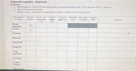 Solved Eukaryotic Organelles Homework Instructions Read Chegg