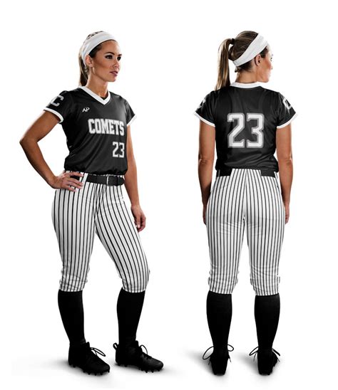 Featured Comets Solid Black Womens Softball Uniform All Pro Team Sports