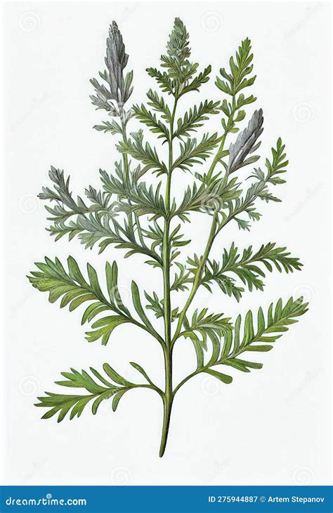 Artemisia Absinthium Botanical Illustration Wormwood Mugwort