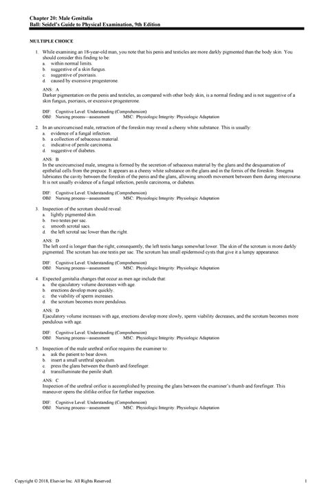 Exam View Chapter 20 Chapter 20 Male Genitalia Ball Seidels