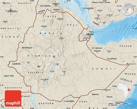 Shaded Relief Map Of Ethiopia