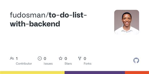 GitHub Fudosman To Do List With Backend