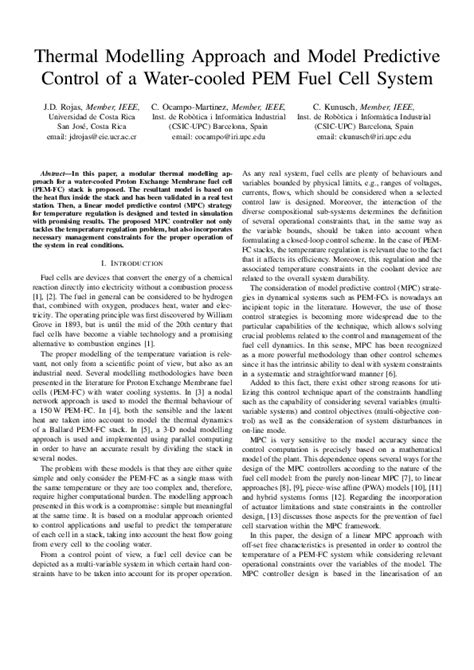 Pdf Thermal Modelling Approach And Model Predictive Control Of A Water Cooled Pem Fuel Cell System