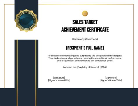 Free Sales Target Achievement Certificate Template To Edit Online