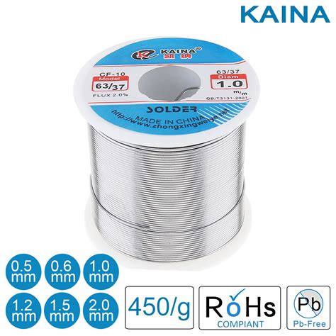 Припой KAINA 0,5/0,6/0,8/1,0/1,2/1,5/2,0 мм 450 г 63/37 сварочный ...