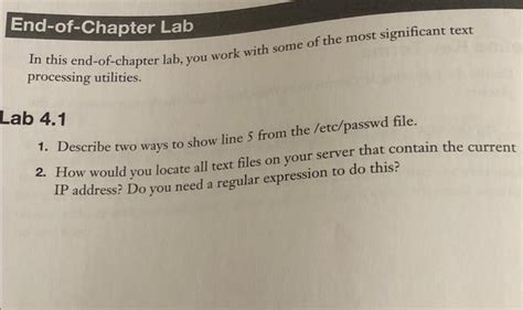 Solved End Of Chapter Lab In This End Of Chapter Lab You